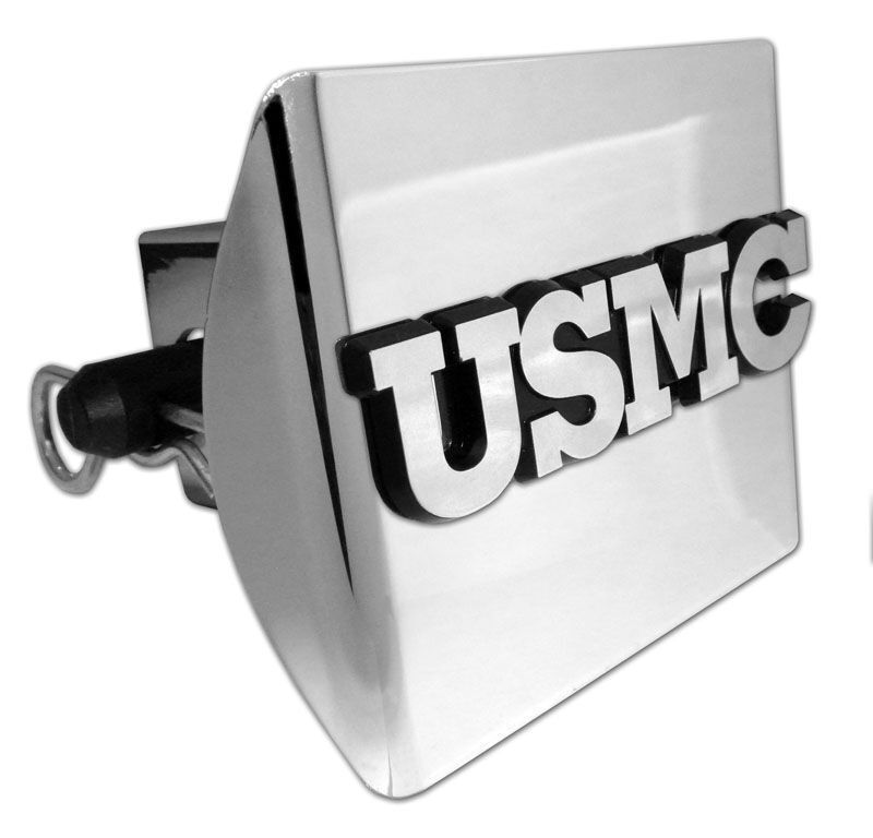 US MARINE CORPS USMC SHINY CHROME DECAL USA MADE PLASTIC TRAILER HITCH ...
