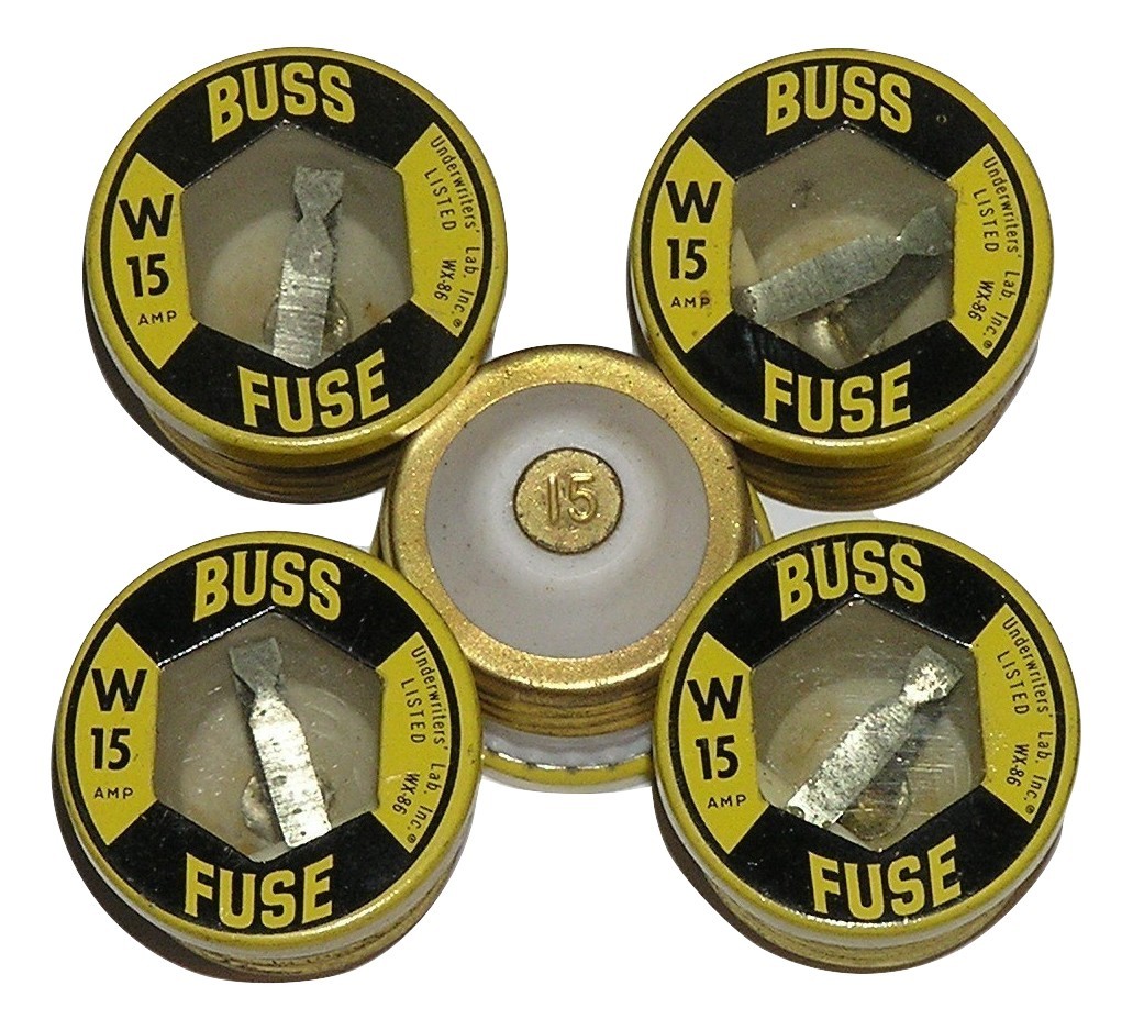 Lot of 5 Bussmann Buss Type W15 W 15 Amp Edison Base Plug Fuses - Other ...