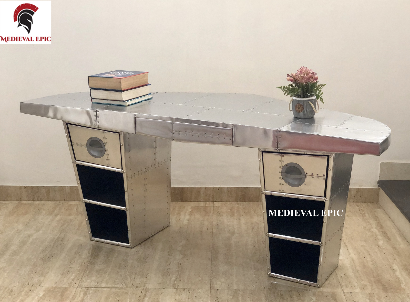 NauticalMart Aviator Wing Desk Wing Shaped Aluminium Desk Home Office ...