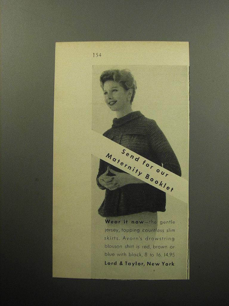 1957 Lord & Taylor Avorn Blouson Shirt Advertisement - 1980-89