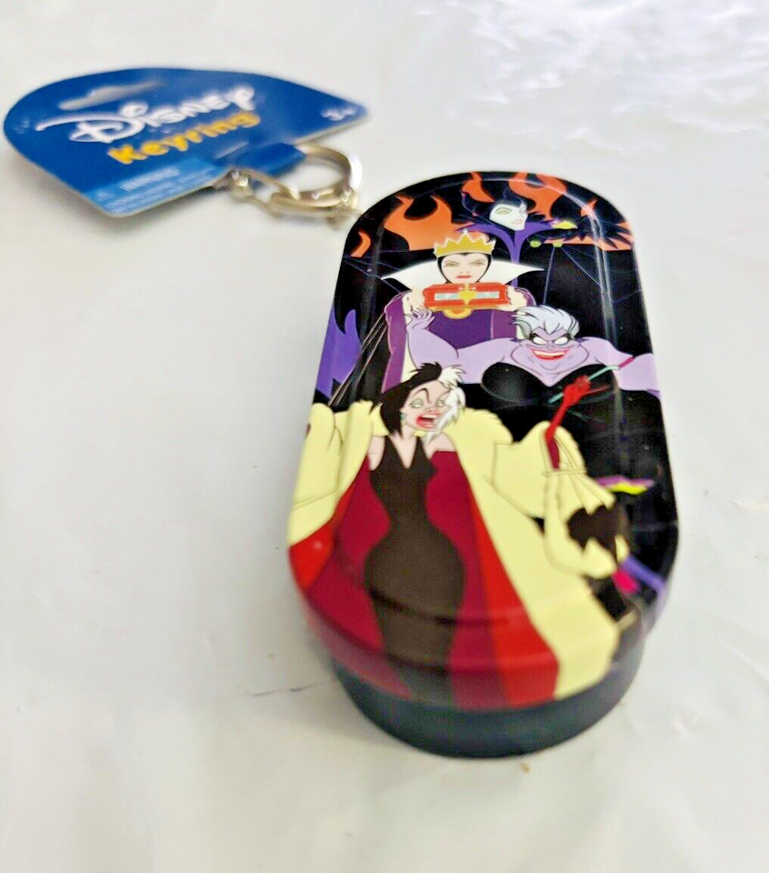 Disney Villains Tin Stash Keeper Keychain Maleficent Cruella Ursula ...