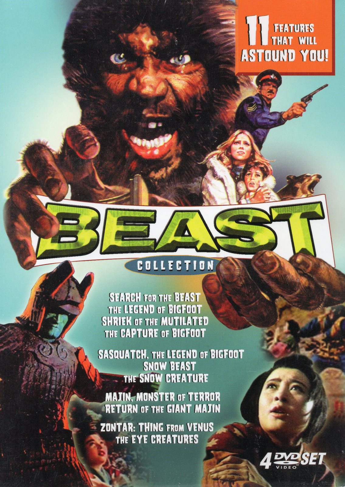 BEAST COLLECTION (dvd) *NEW* 4-disc set, Bigfoot, Majin, Eye Creatures ...