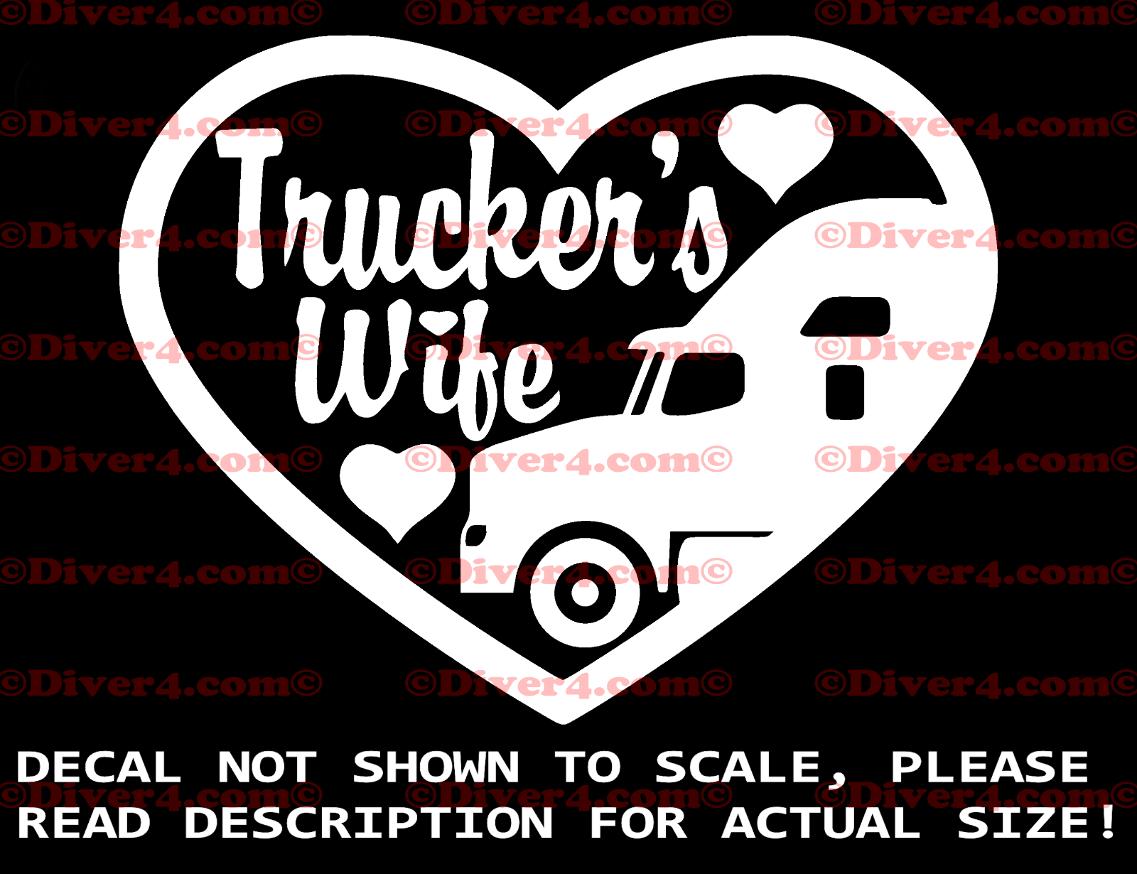 Truckers Wife in Heart Vinyl Decal Sticker USA Made and Sold 18 Wheeler ...