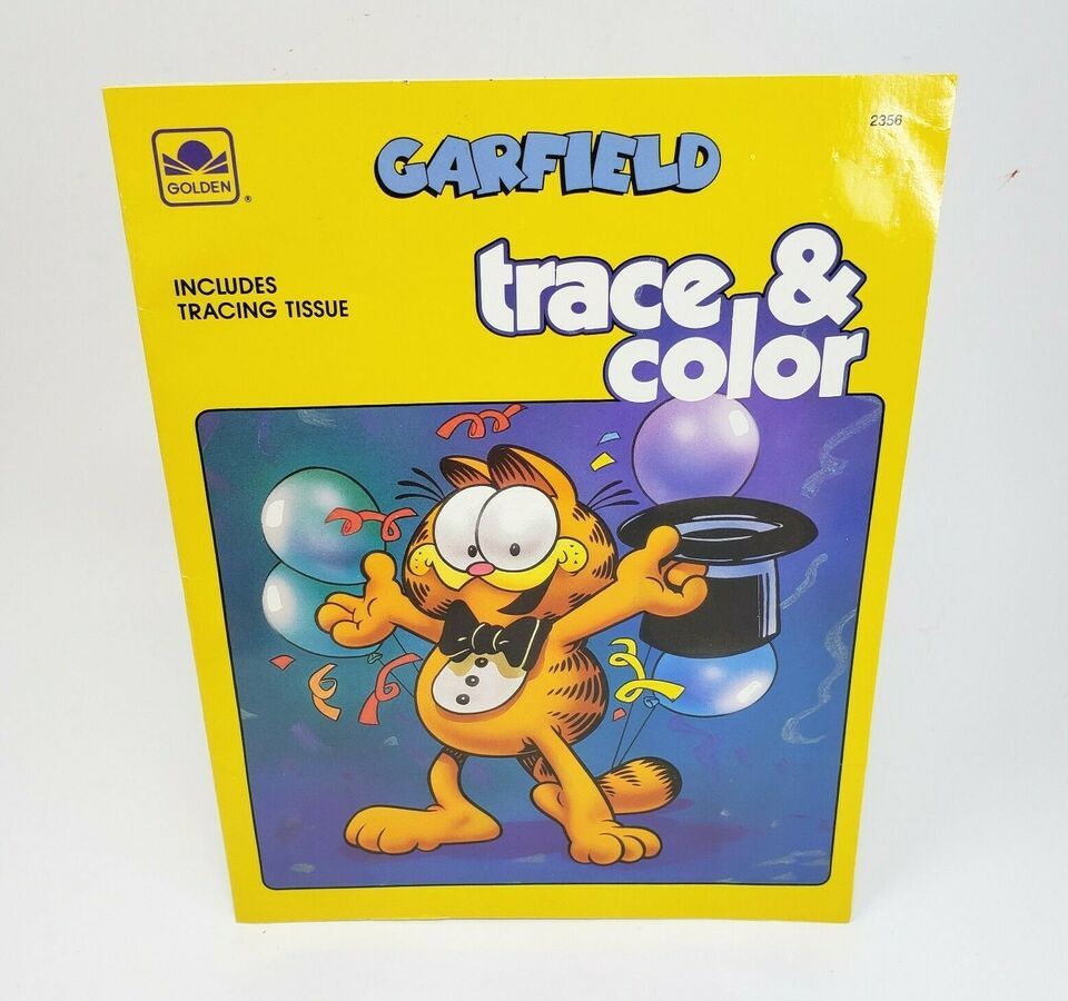 VINTAGE 1988 GOLDEN GARFIELD CAT TRACE + COLOR ACTIVITY BOOK W/ TRACING ...