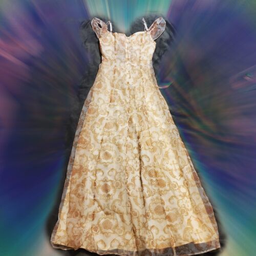 Dolls Kill Sugar Thrillz Laws Of Luxury Maxi Dress Gold & White Dress S ...