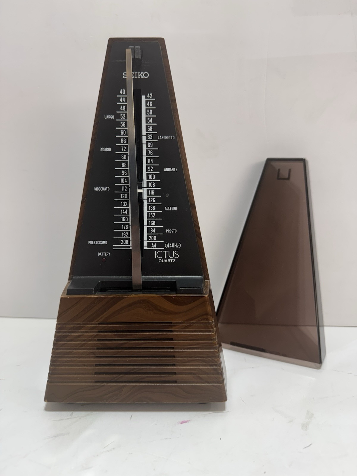 Vintage Seiko Quartz Metronome Ictus QTM-351 Wood Grain Brown Pyramid ...