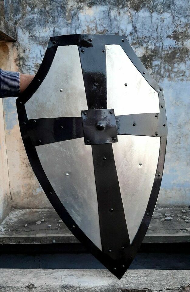 Hand-Forged Gothic Layered Steel Cross Shield Medieval Battle Armor ...
