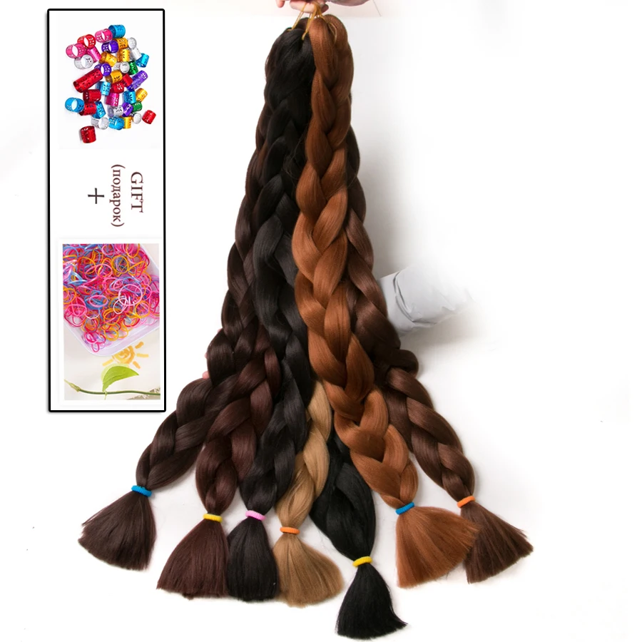 Braiding Hair Synthetic Heat Fiber Braid Pure Color 100 cm Jumbo Braid ...
