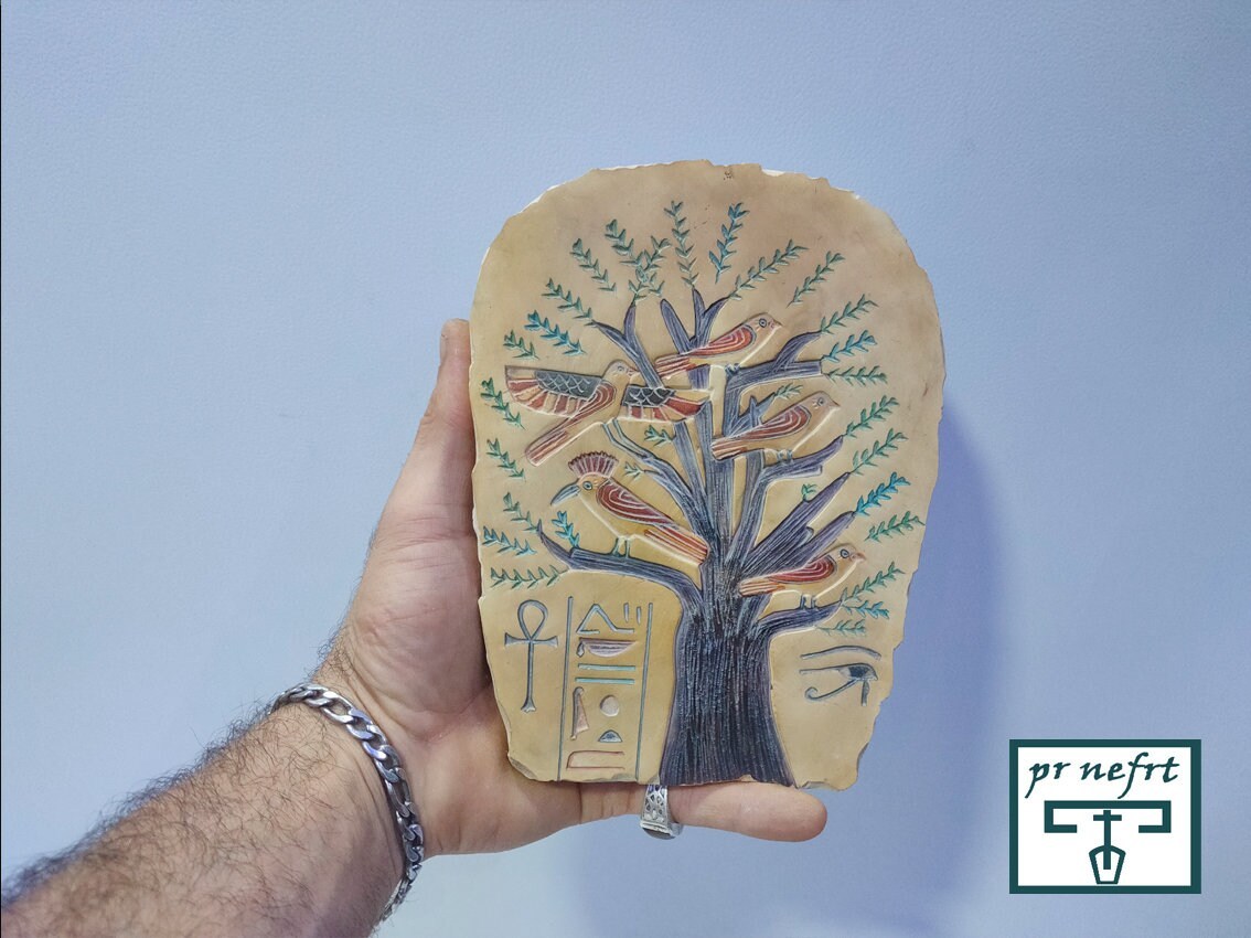 Tree of life wall panel. Pharaonic sycamore tree. Rare stone plate made ...