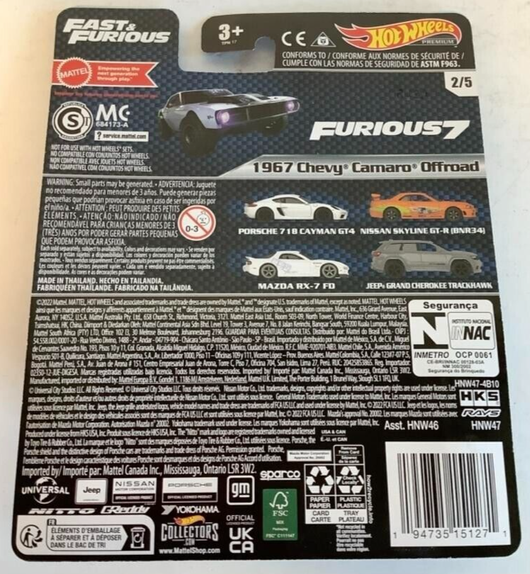 NEW Hot Wheels Premium Fast & Furious 1967 Chevy Camaro Offroad 1:64 Die-Cast - Contemporary ...