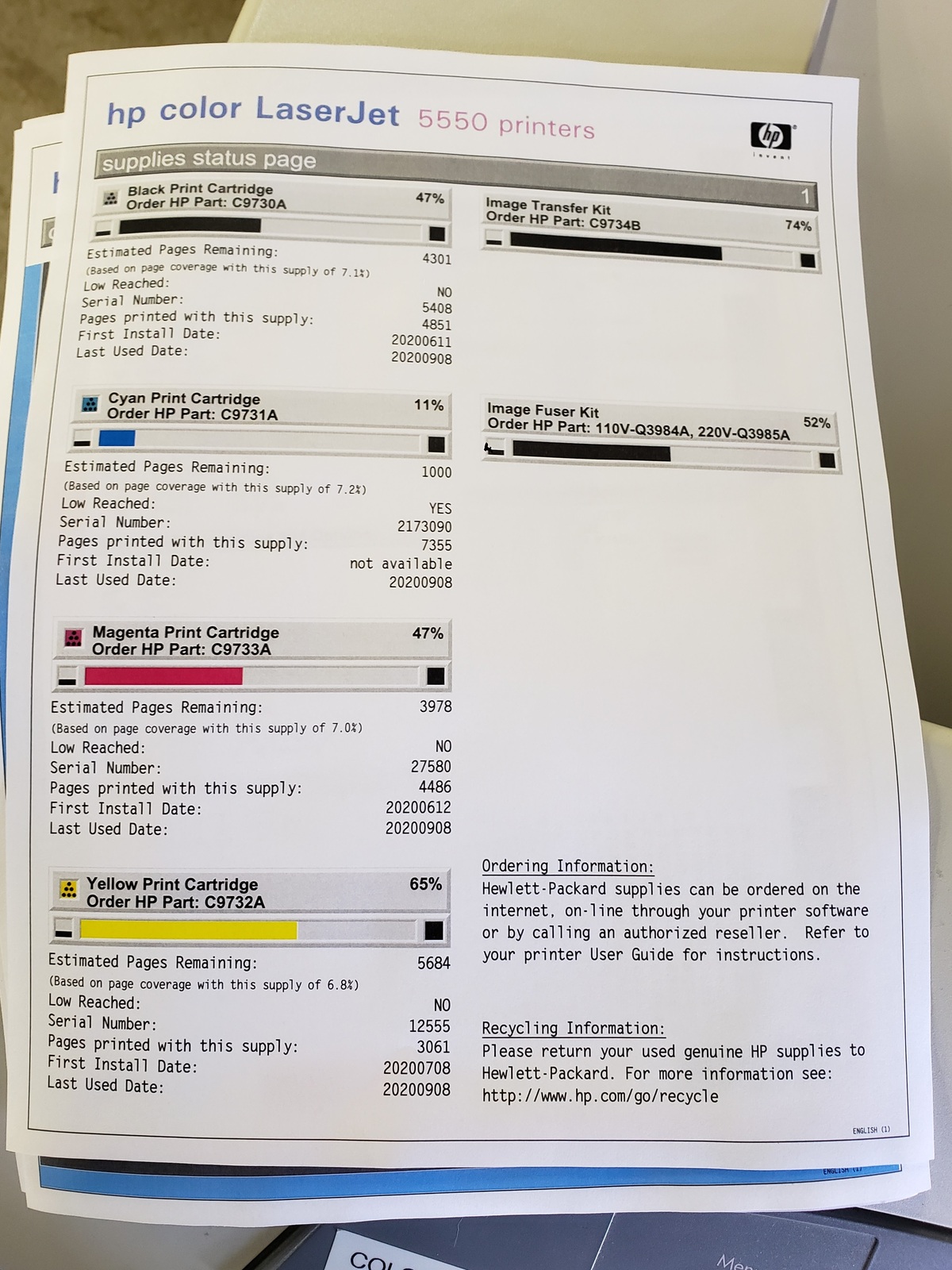 HP Color LaserJet 5550DTN Workgroup Printer Q3716A - Printers