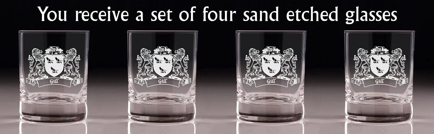 Gill Irish Coat of Arms Old Fashioned Tumblers - Set of 4 - Equipment