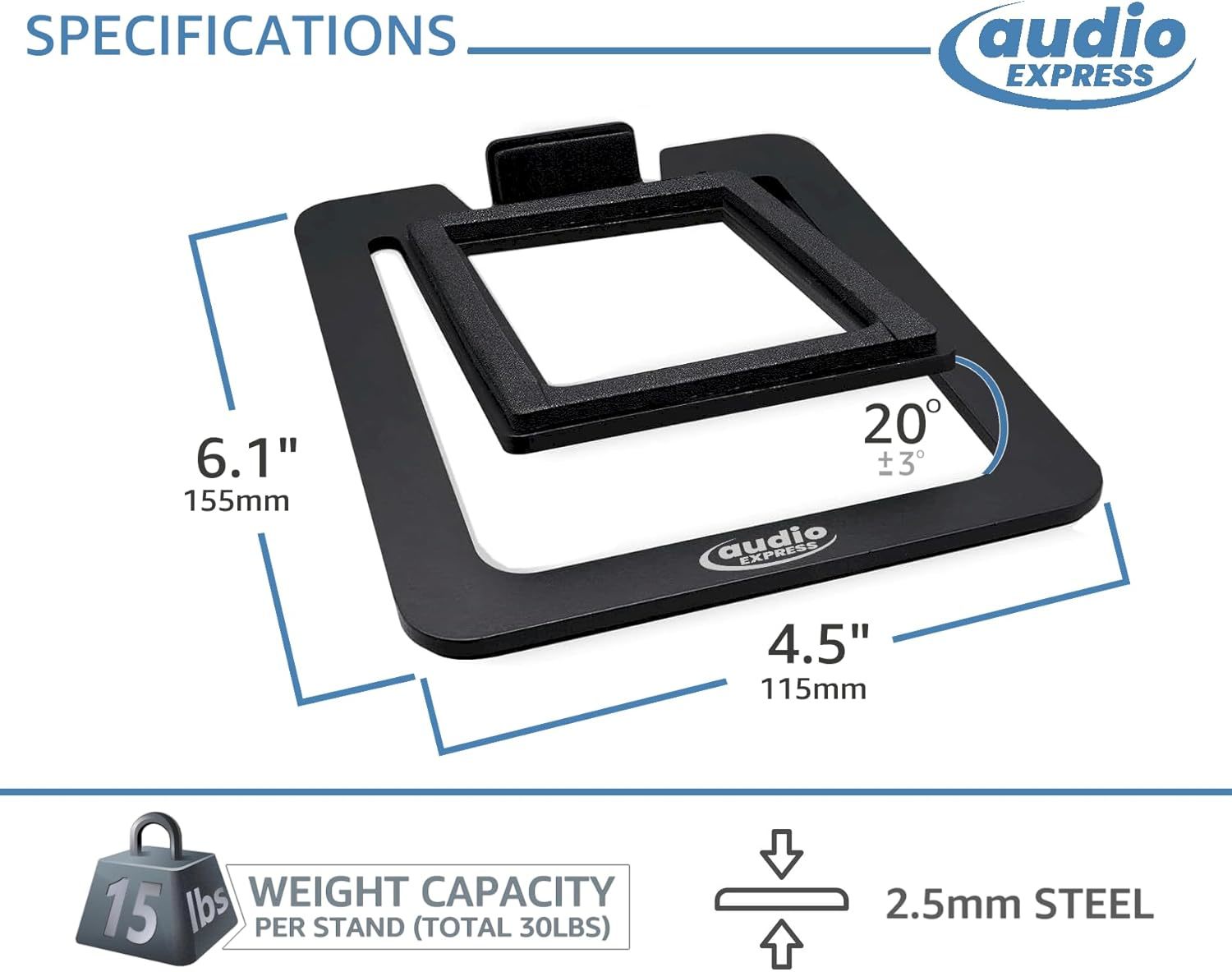 Metal Speaker Stands, Desktop, 20° Tilted Speaker Risers - Pc Speakers ...