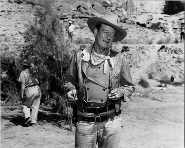 John Wayne rare on set in between takes The Comancheroes smoking ...