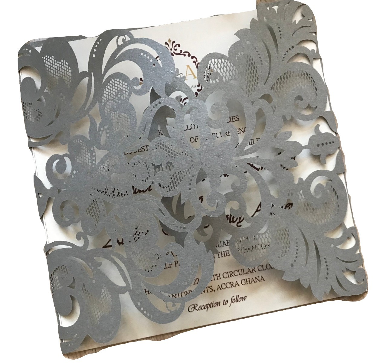 50pcs Silver Laser Cut Wedding Cards,Birthday Invitations,Wedding ...