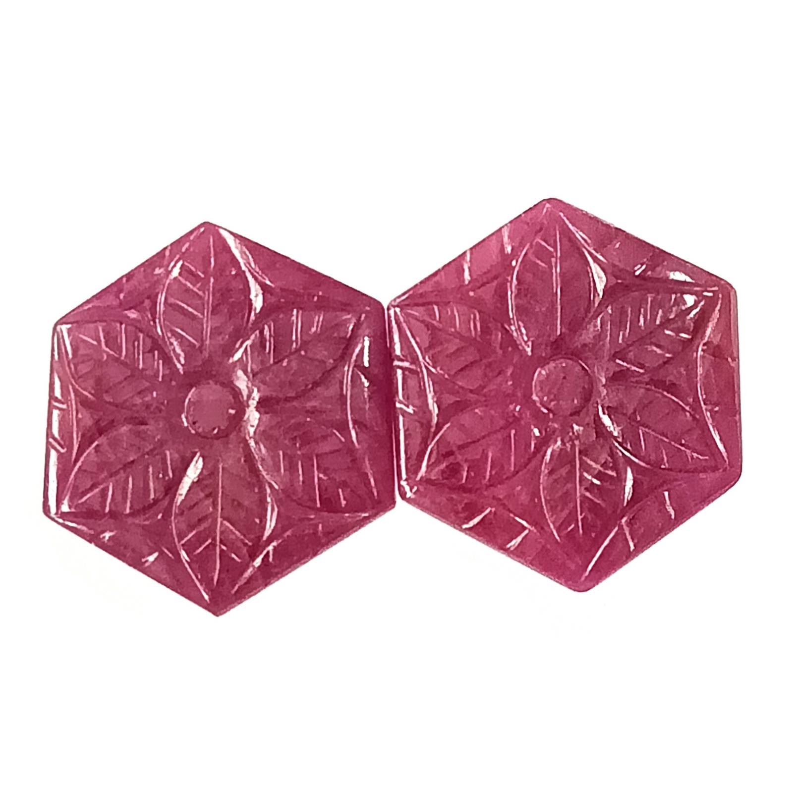 Hand Engraved Ruby Pair, No Heat Ruby, Ruby Earring, Carved Ruby, 27.88 ...
