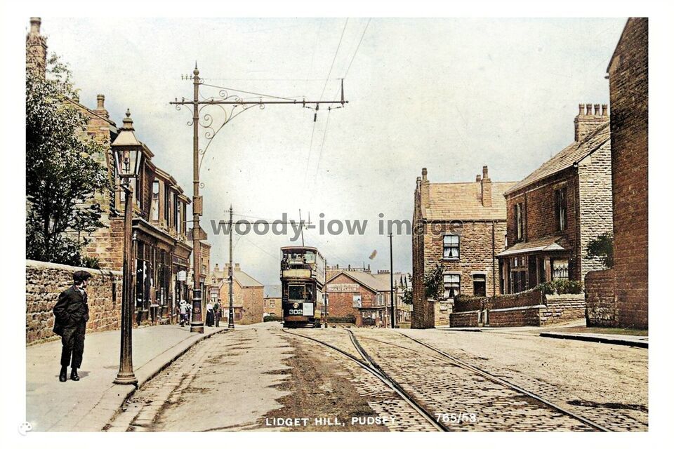ptc5476 - Yorks - An early view of Tram down Lidget Hill in Pudsey ...