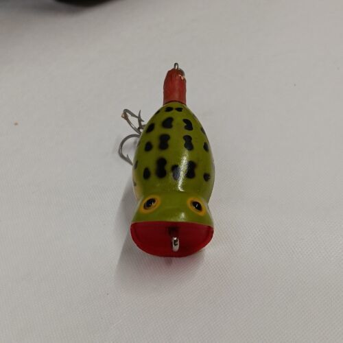Vintage Fred Arbogast HULA POPPER Green Frog 2 1/4 Topwater/Surface Fishing Lure - Baits & Lures