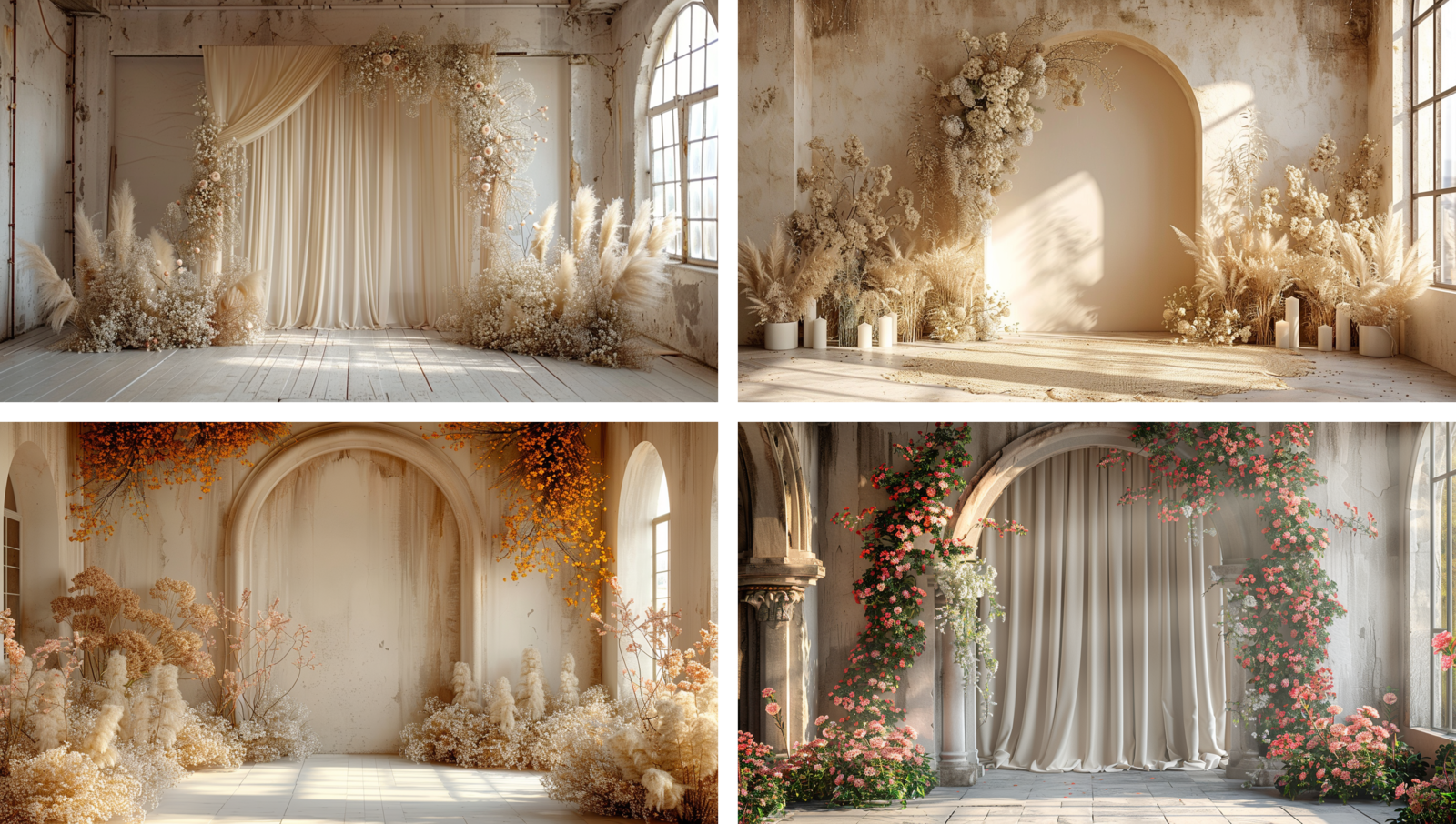 20 x Boho Cream Arch Frame Digital Backdrops, Studio Backdrop Overlays ...