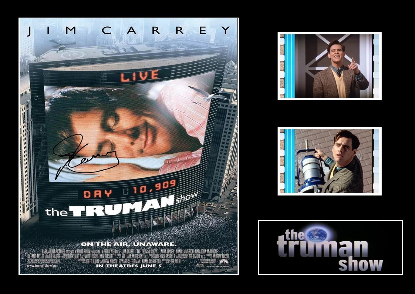 The Truman Show Cast Signed Film Cell Stunning Display With COA Jim ...