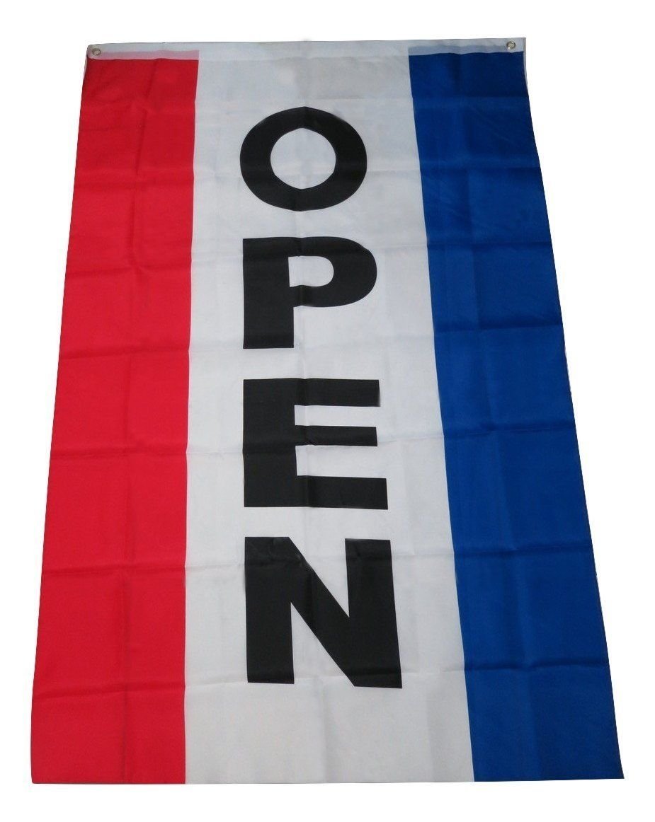AES 3x5 Open Flag Advertising Vertical Open Flag Sign 3'x5' 5'x3 ...