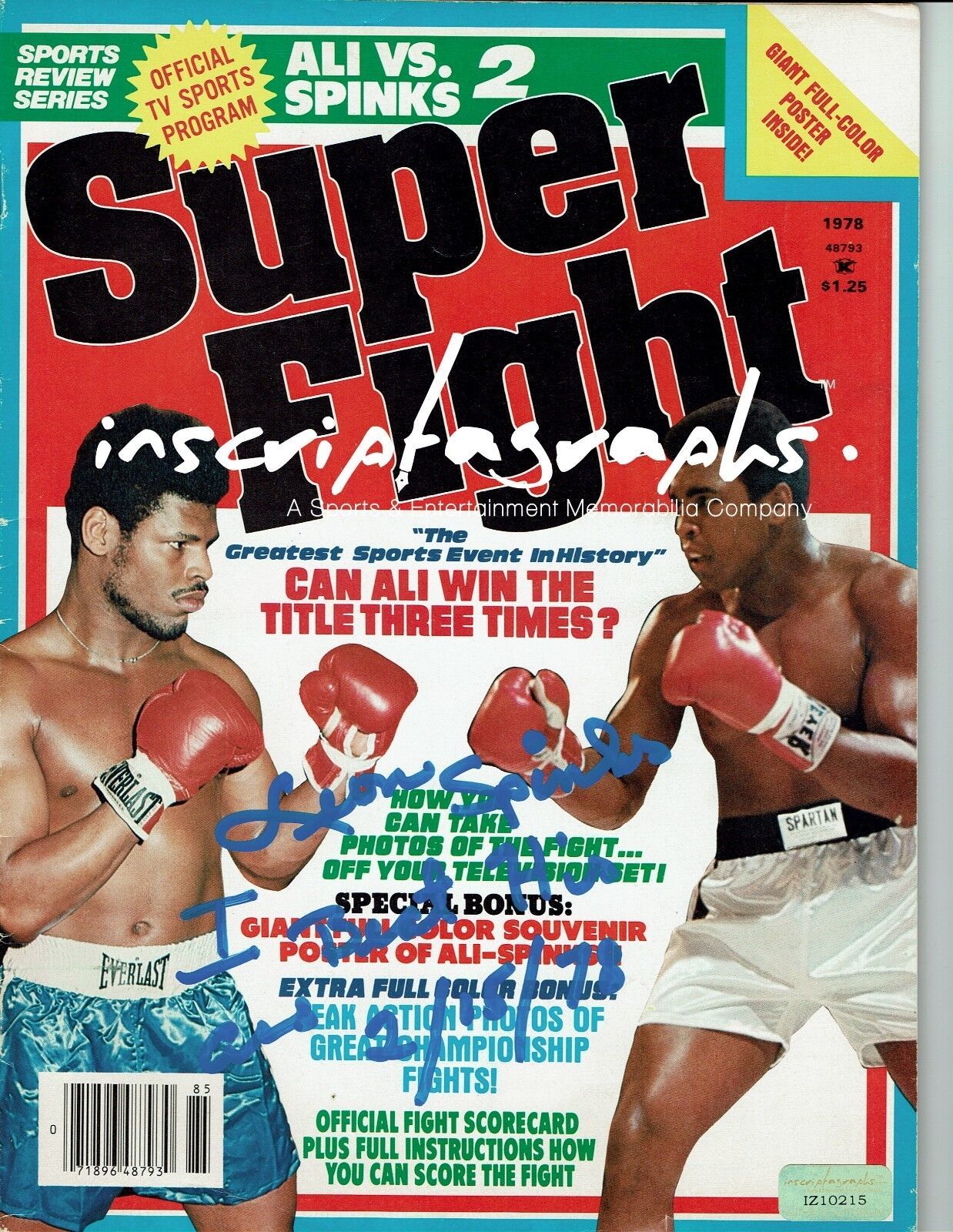 Leon Spinks Signed Muhammad Ali 1978 Super Fight Magazine COA ...
