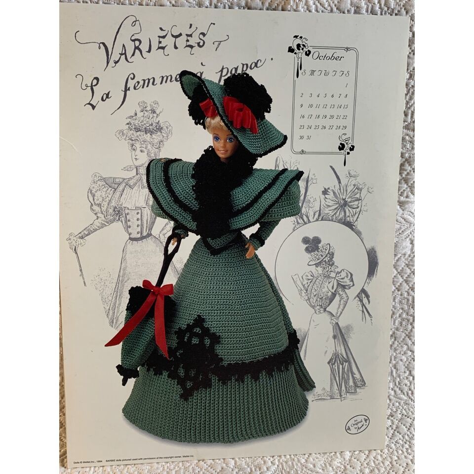 Annie's Calendar Bed Doll 1994 Miss October Doll Gown Crochet Pattern ...