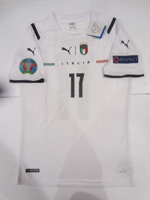 Ciro Immobile Italy 20/21 Euro Match Slim Fit White Away Soccer Jersey ...