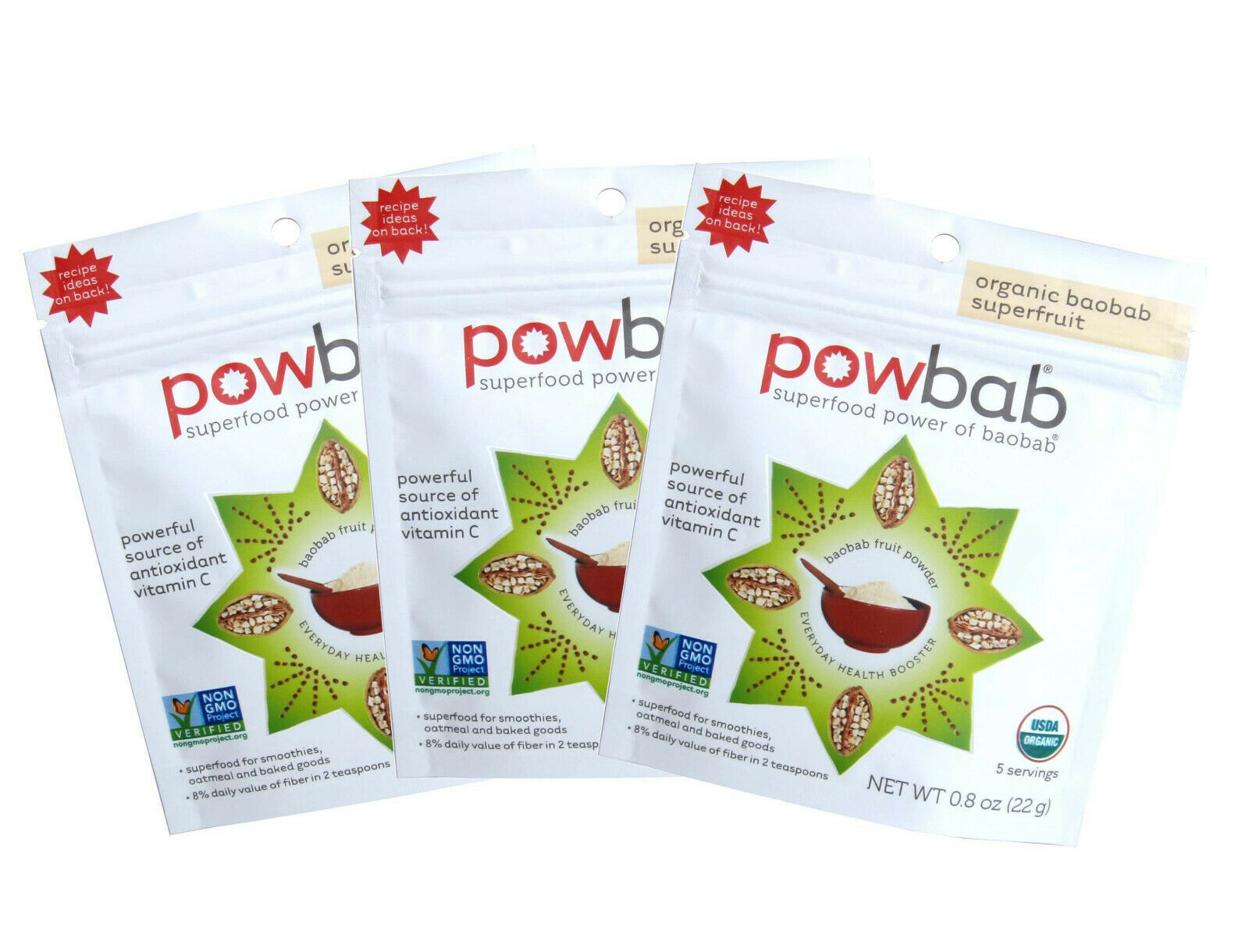 powbab Organic Baobab Powder, Raw Smoothie Superfood for Protein Shake ...