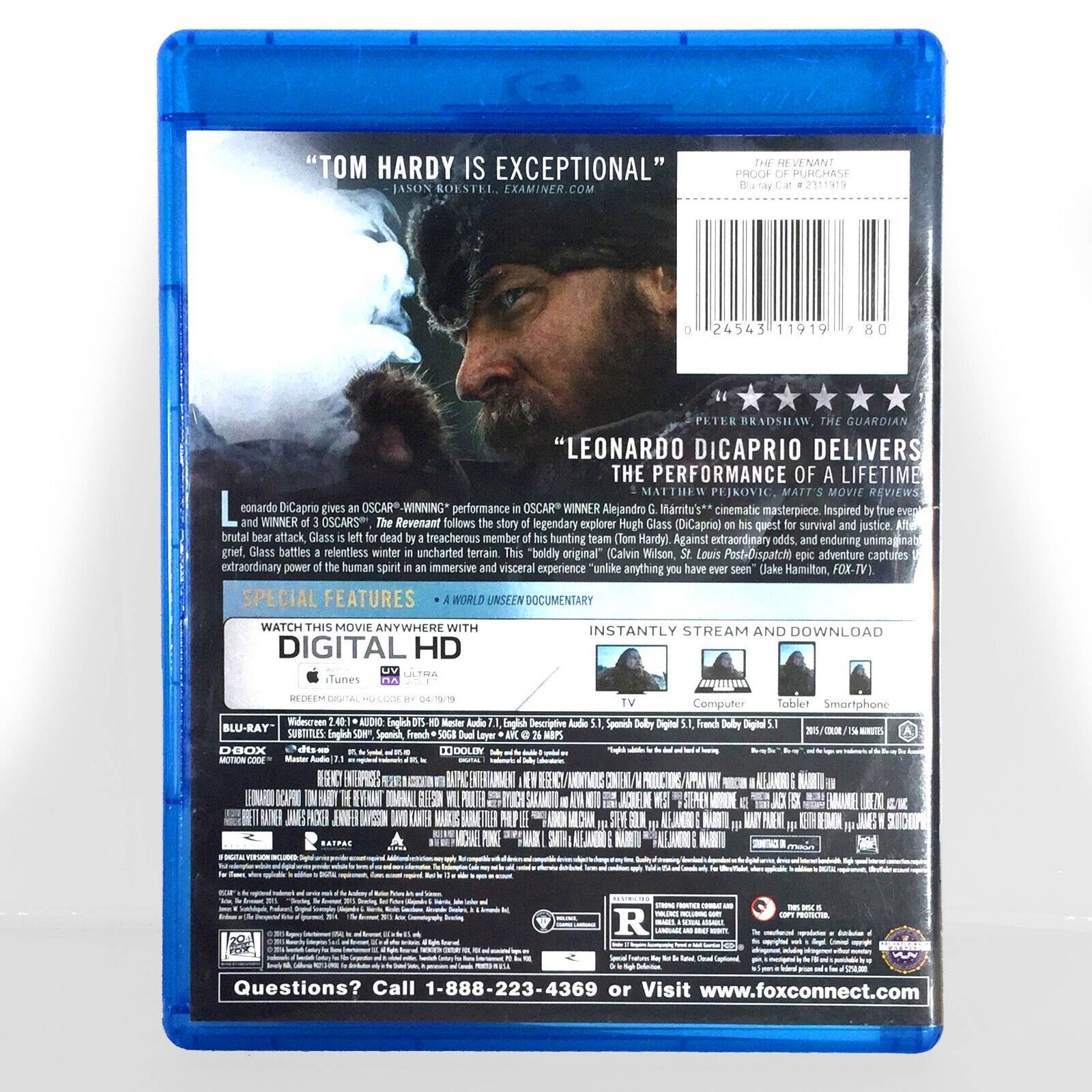 The Revenant (Blu-ray, 2015, Widescreen, Inc. Digital Copy) Leonardo ...