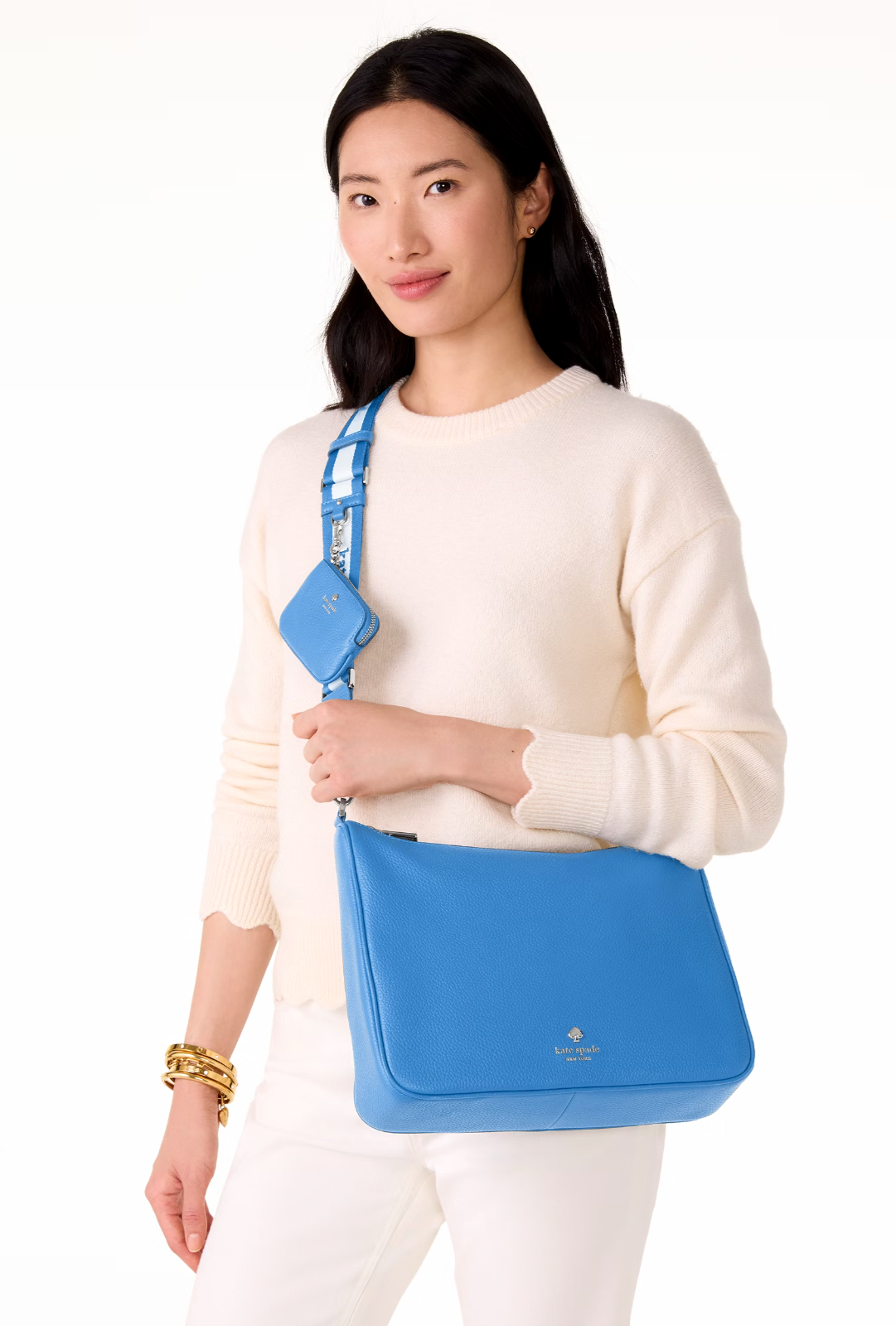 New Kate Spade Emma Large Crossbody Pebbled Leather Tide Pool - Women's ...