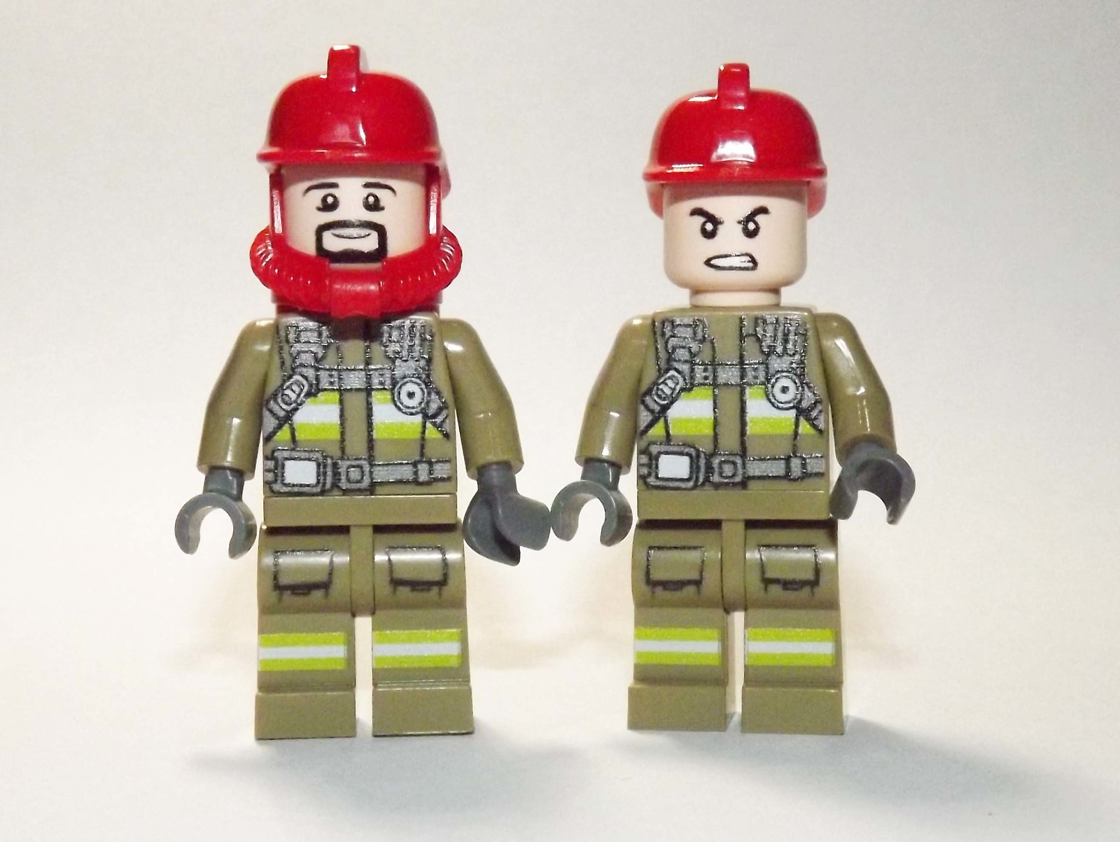 PAPBRIKS Fire Fighter Tan and Red fireman Custom Minifigure! set B ...
