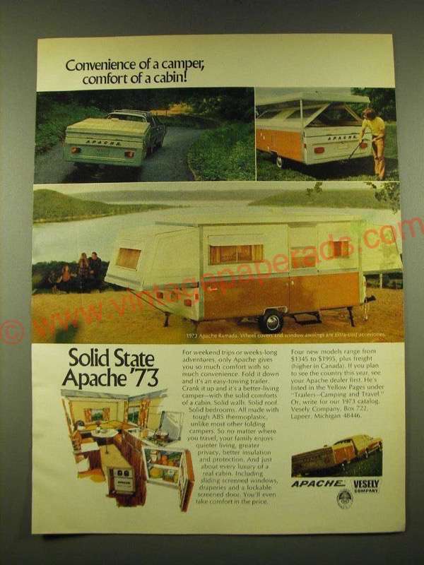 1973 Apache Ramada Travel Trailer Ad - Convenience of a camper - 1980-89