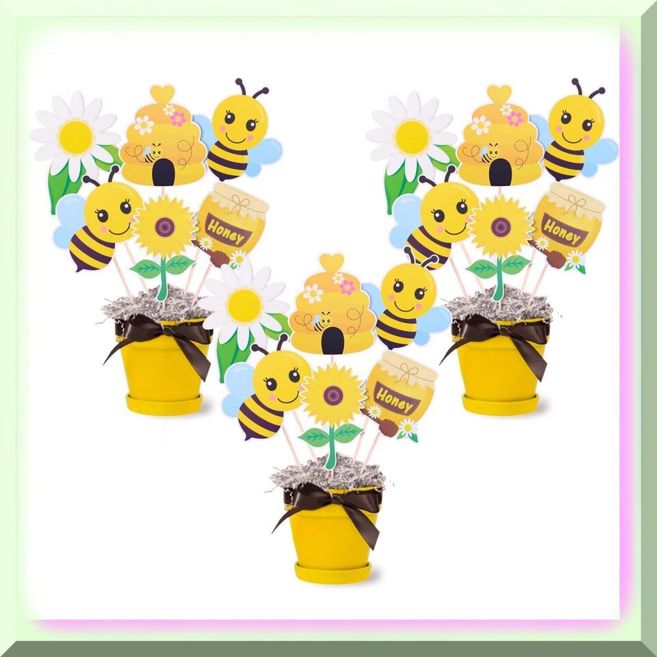 Buzzing Bee Bash Kit: 18 Honey Bee Party Centerpieces & Cake Toppers ...
