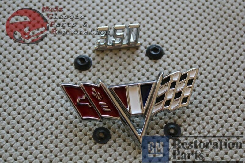 Chevy 350 V Flag Front Fender Emblem Kit Set Malibu Nova Camaro ...