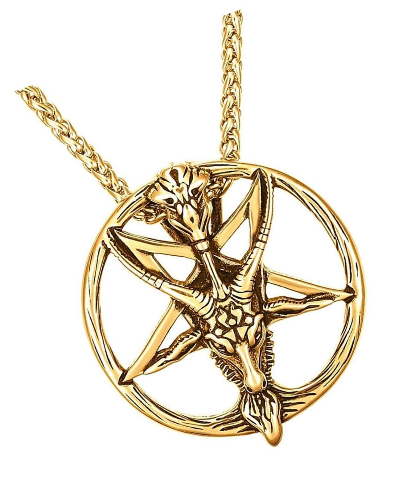 The Satanic Temple Necklace Goat Head Inverted Steel - Jewelry Sets