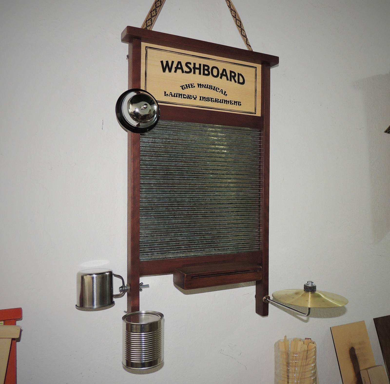 Washboard + 6 accessories Percussion Musical Instrument Artisanal Wood ...