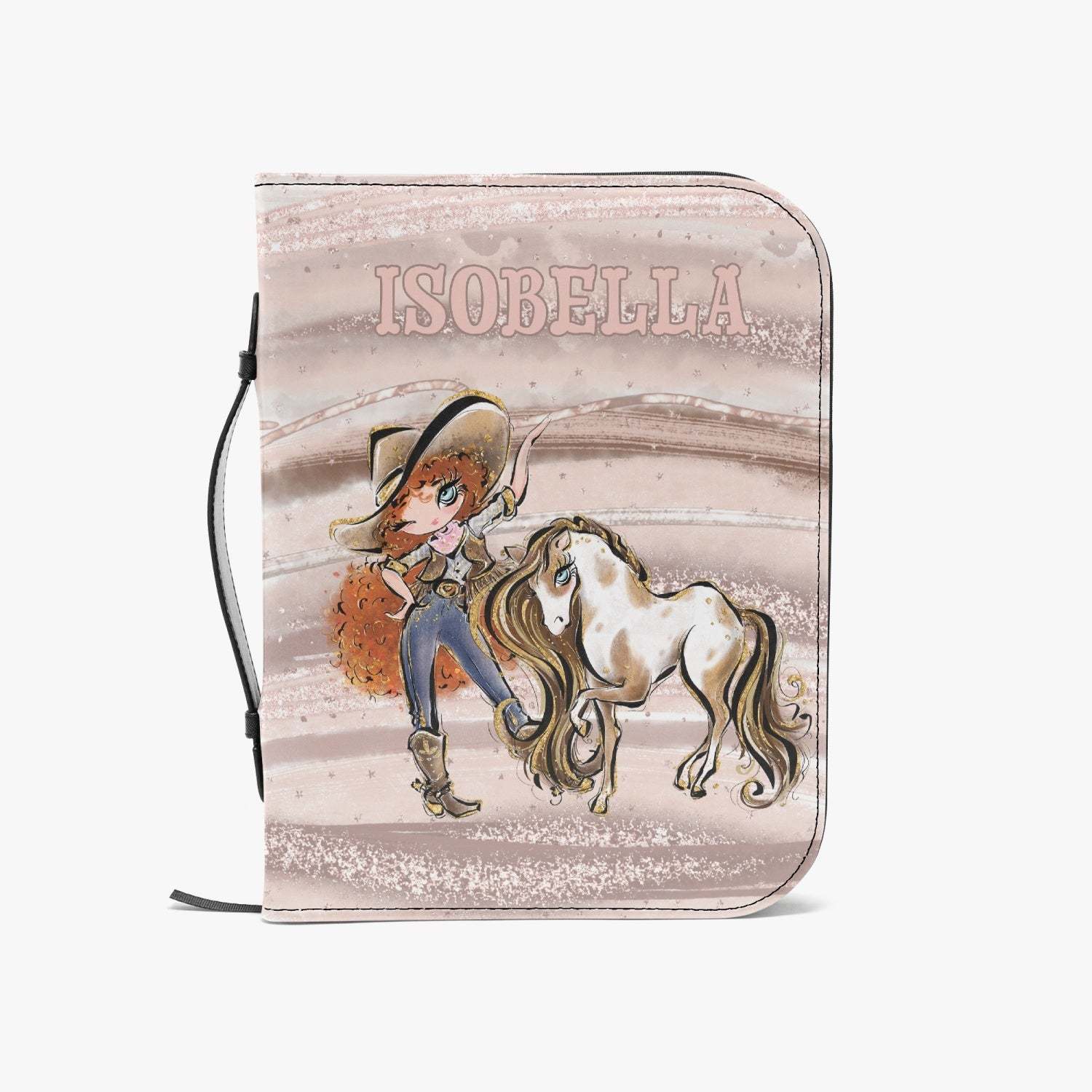 Book/Bible Cover, Howdy, Cowgirl and Horse, Red Curly Hair, Blue Eyes ...