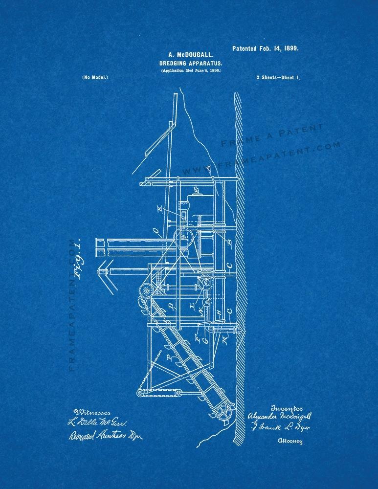 Dredging Apparatus Patent Print - Blueprint - Art Posters