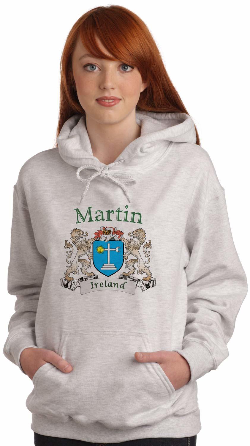 Martin Irish Coat of Arms Ash Hooded Sweat shirt - Fashion
