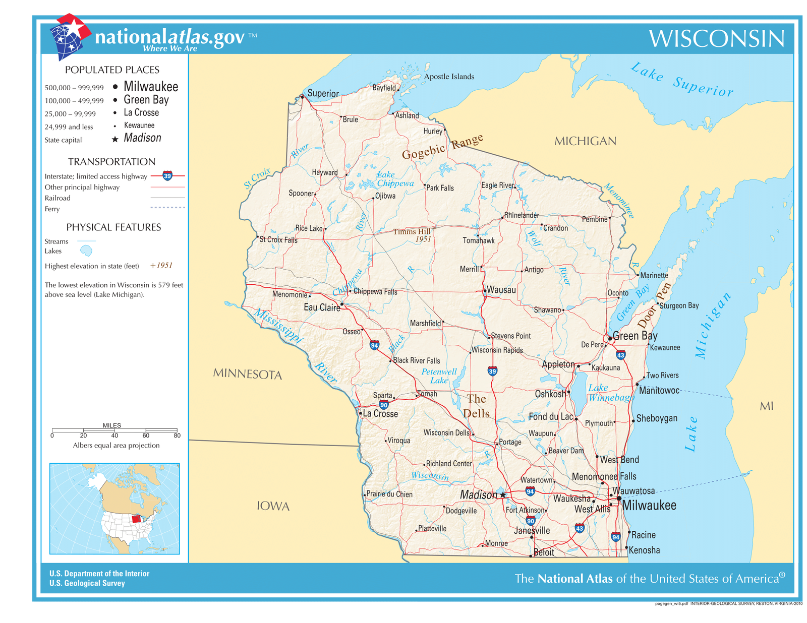 Wisconsin State Reference Laminated Wall Map - Maps & Atlases