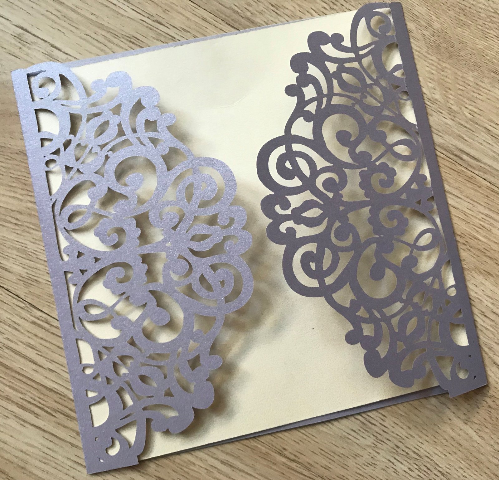 50pcs Pearl Light Purple Laser Cut Invitation,laser cut wedding ...