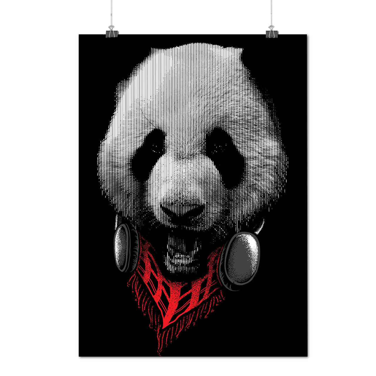 Panda With Headset Animal Music Head Matte/Glossy Poster A0 A1 A2 A3 A4 ...