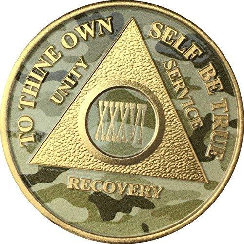 36 Year AA Medallion Camo Gold Plated Anniversary Chip Camouflage Color ...