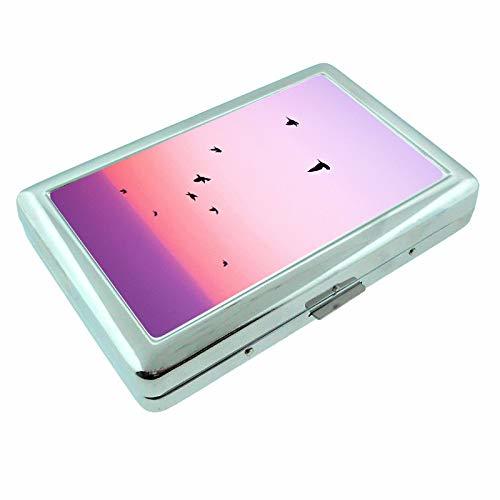 Pink Birds Em1 Hip Silver Cigarette Case Id Holder Metal Wallet 4" X 2. ...