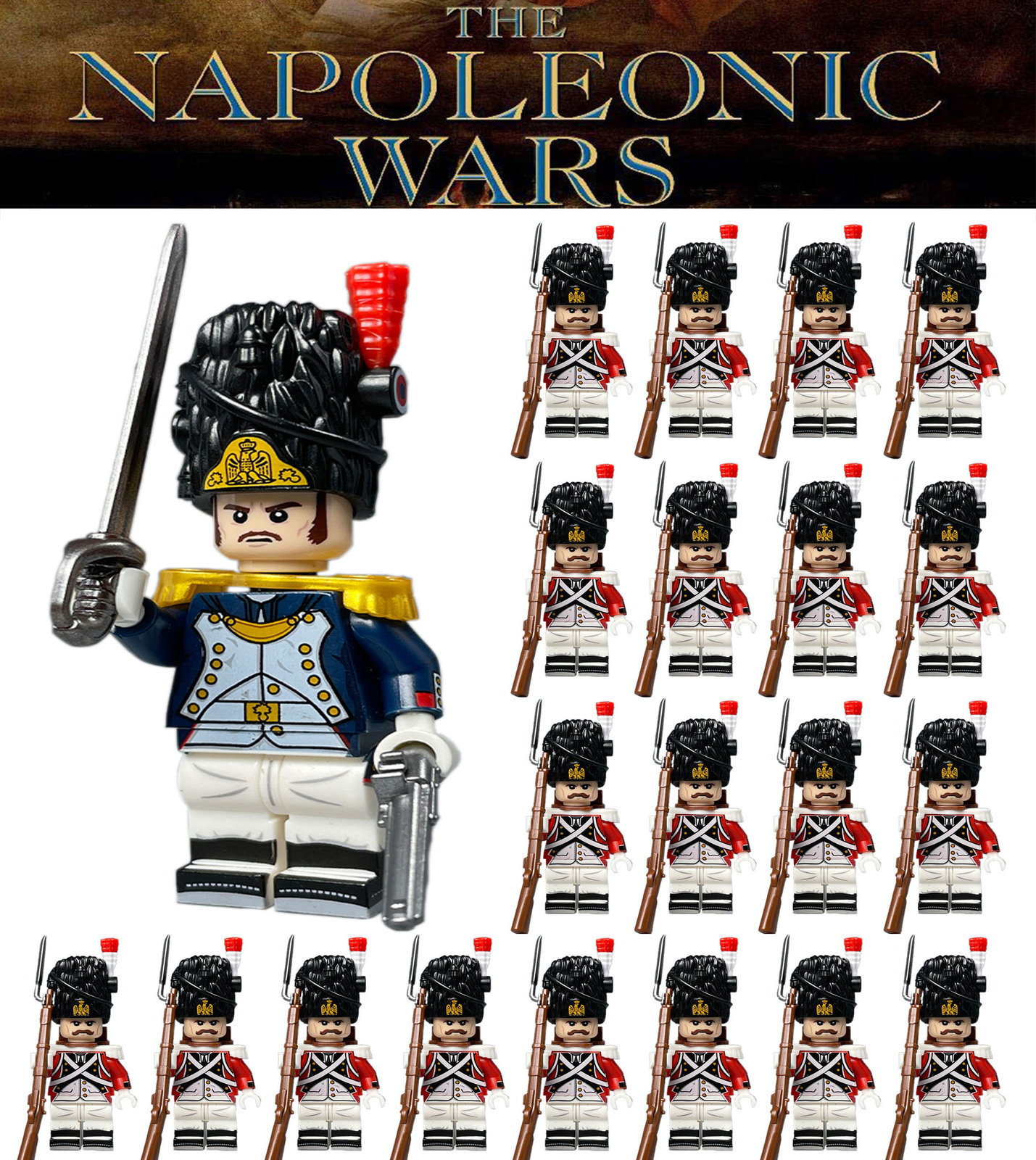 Napoleonic Wars Officer & Swiss Grenadiers Army Set 21 Minifigures Lot ...