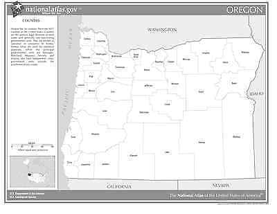 Oregon State Counties (Black&White) Laminated Wall Map - Maps & Atlases