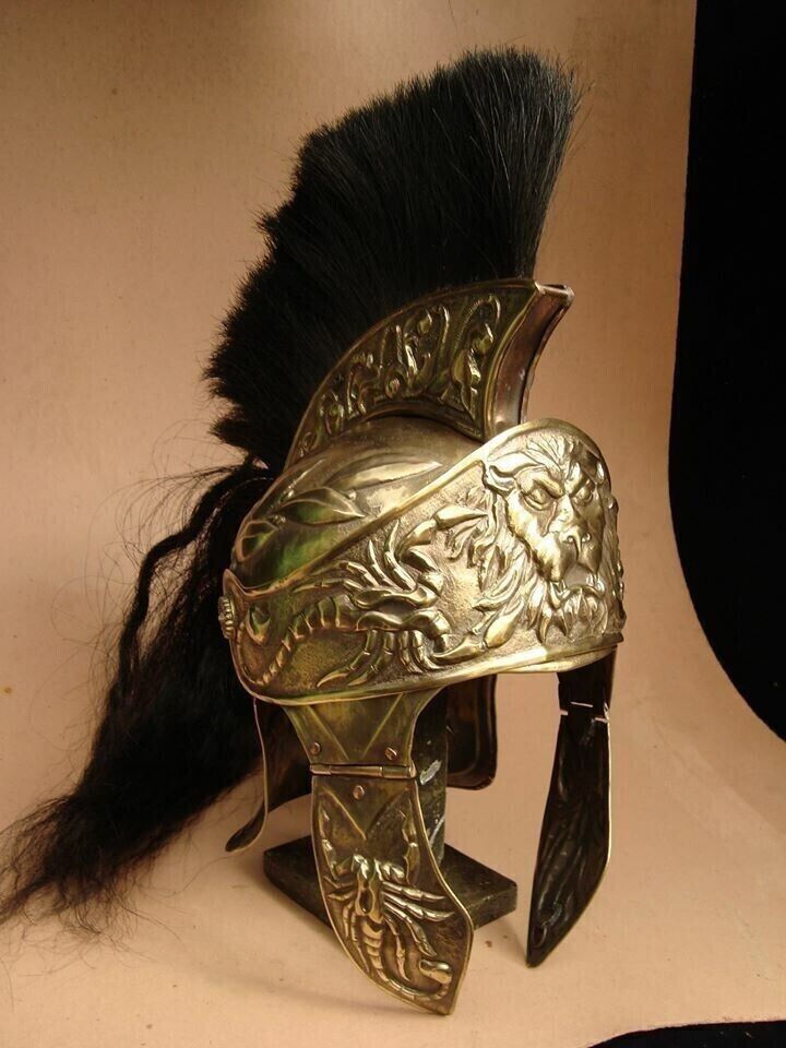 Authentic Replica 18 Guage Brass Captain Medieval Cavalry Roman Helmet ...