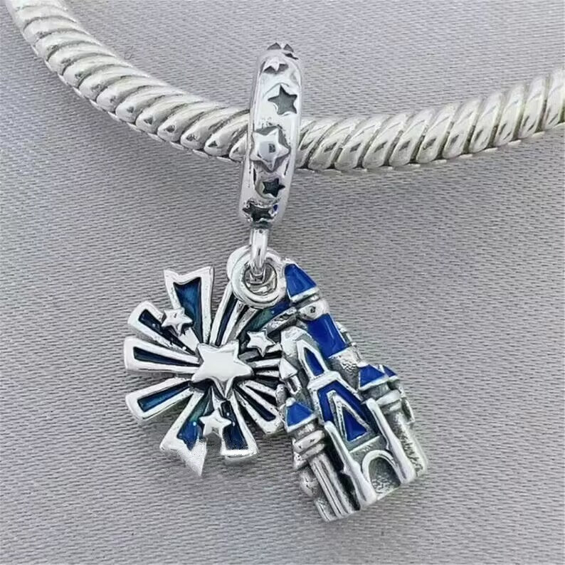 100th Anniversary Disney Parks Disney Castle Fireworks Dangle Charm ...