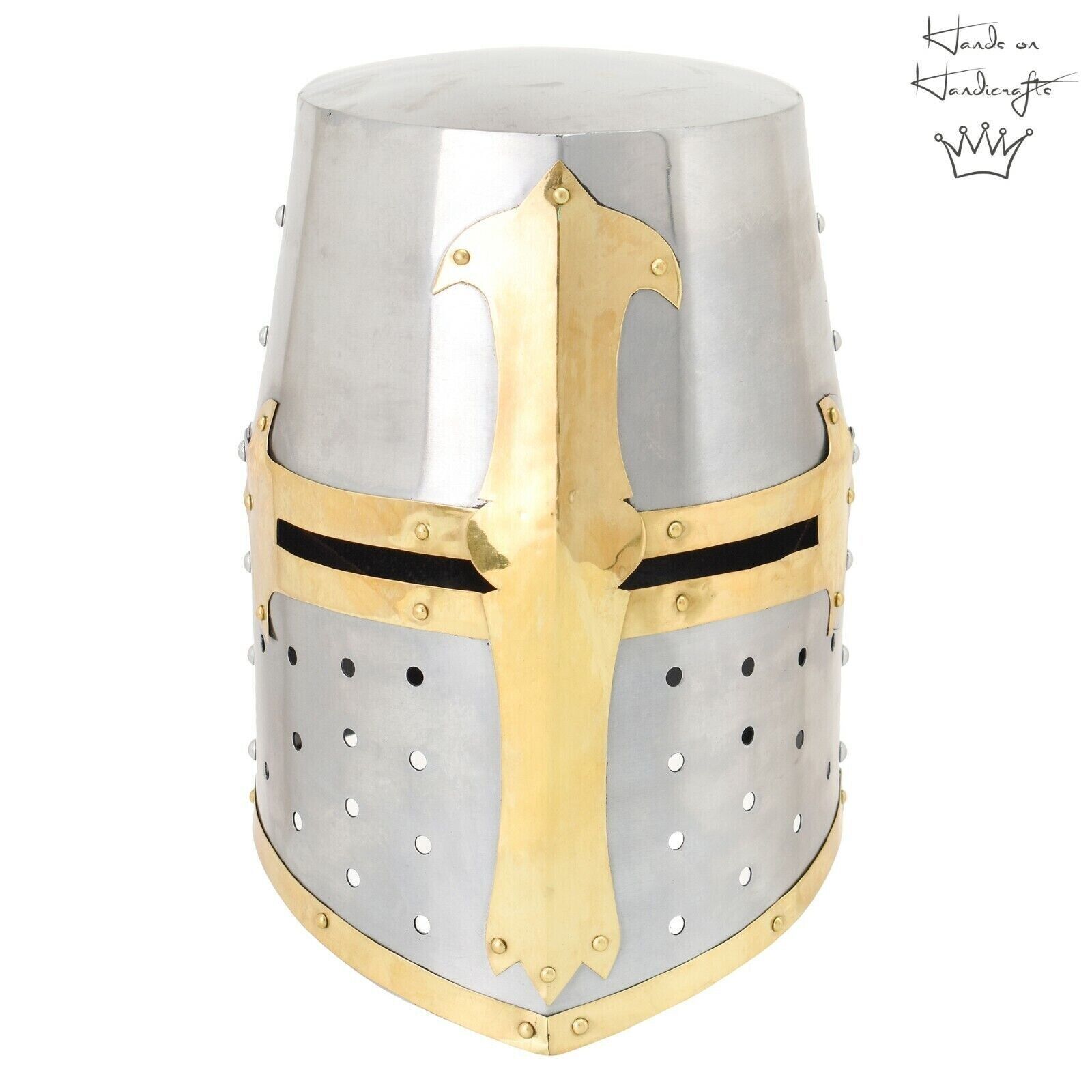 Medieval Knight Armor Crusader Steel & Brass New Templar Soldier Helmet ...